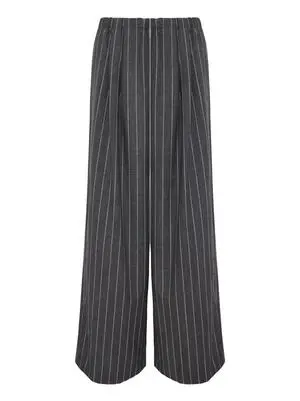 ENFOLD Striped Wide-leg Trousers - Grey