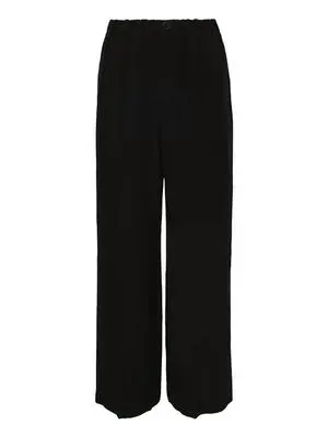 ENFOLD Elasticated-waistband Straight-leg Trousers - Black