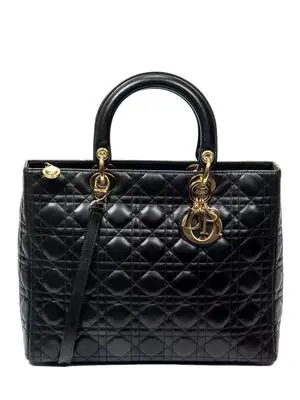 Dior Large Lady Quilted Shoulder Bag - Black
