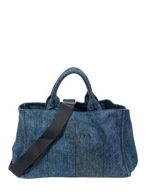 Prada Canapa Denim Tote - Blue