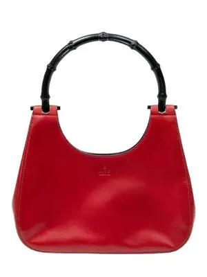 Gucci Top Handle Bamboo Hobo Tote Bag - Red