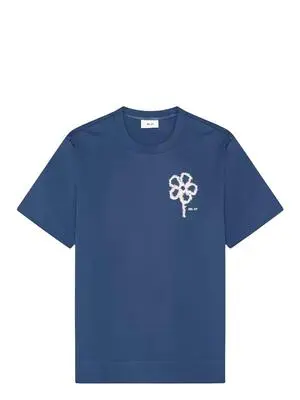 Nn07 Floral-embroidered T-shirt - Blue