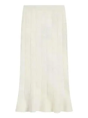 BOSS Knitted Woven Midi Skirt Neutrals