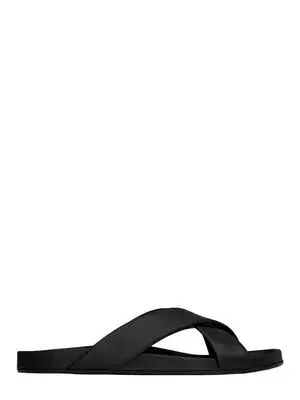 Saint Laurent Criss-cross Leather Flat Sandals - Black