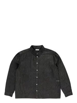 POP TRADING COMPANY Logo-appliqué Denim Shirt - Grey