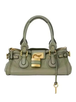 Chloé Paddington Padlock Leather Tote - Green