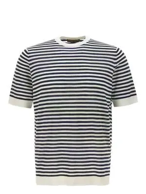 FILIPPO DE LAURENTIIS Striped Ribbed T-shirt - Blue