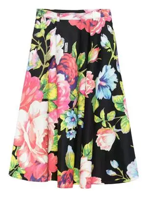 Moschino Floral Print A-line Skirt - Black