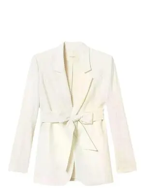 TWINSET Embroidered Belted Blazer - White