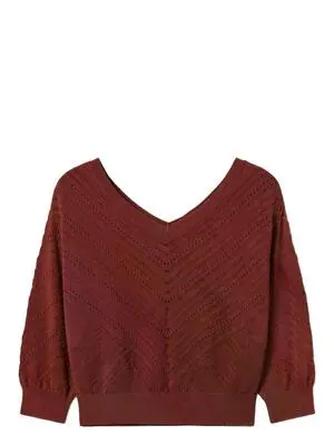 TWINSET Pointelle Knit Top - Red