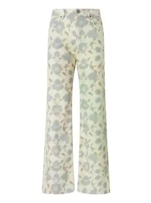 Pinko Floral Wide Leg Jeans - Neutrals