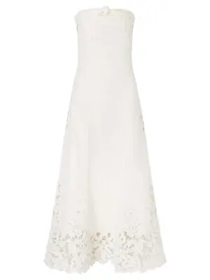 Cult Gaia Embroidered Linen Midi Dress - White