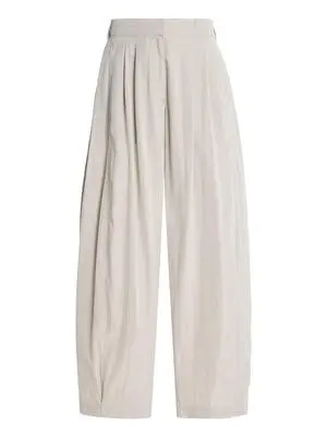THE ROW Iven Silk-Blend Barrel-Leg Pants Grey