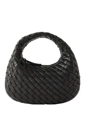 Bottega Veneta Baby Veneta Intrecciato Leather Shoulder Bag - Black