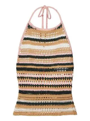 The Upside Crochet Halterneck Cotton Top - Multicoloured