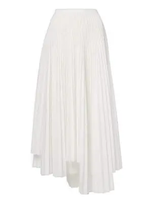 Plan C Plissé Asymmetric Maxi Skirt - White