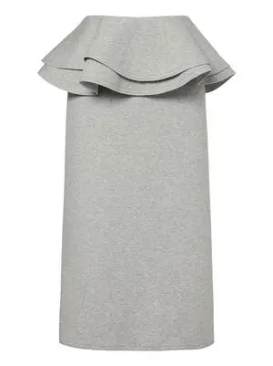 Plan C Ruffled Cotton-blend Midi Skirt - Grey