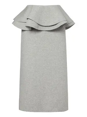 Plan C Ruffled Cotton-blend Midi Skirt - Grey