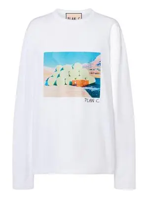 Plan C Printed Cotton Jersey T-shirt - White