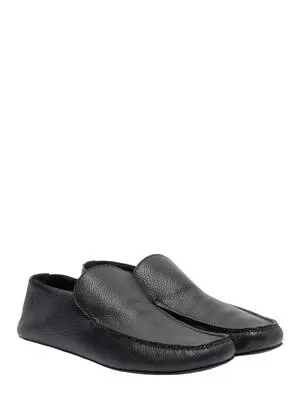 THE ROW Leo Shearling-lined Leather Loafers - Black