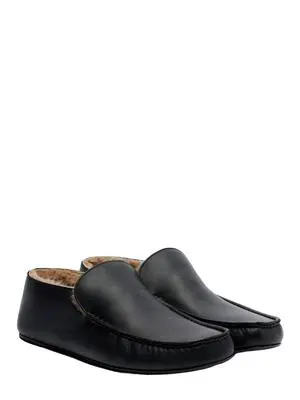 THE ROW Leo Shearling-lined Leather Loafers - Black