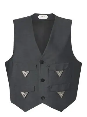 Versace Embellished Wool-mohair Vest - Grey