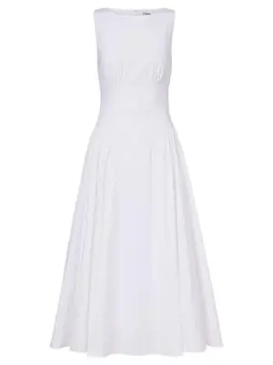 Staud Gwen Cotton Poplin Midi Dress - White