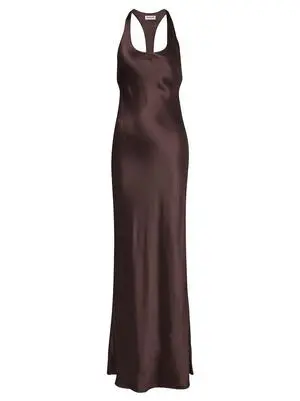 Staud Juanita Satin Gown - Brown