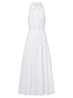 Staud Cotton Poplin Midi Dress - White
