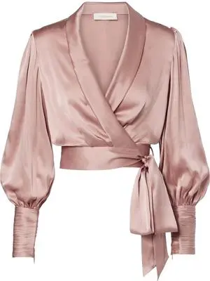 Zimmermann Silk Wrap Top - Pink