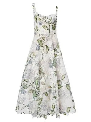 Oscar De La Renta Floral Bustier Gown - White
