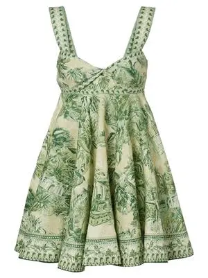 ALEMAIS Alémais Sara Printed Linen Minidress - Green