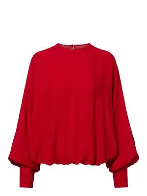 Valentino Garavani Silk Georgette Blouse With Zipped Cuffs - Red