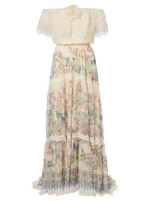 Etro Lace-trimmed Printed Silk Maxi Dress - Multicoloured