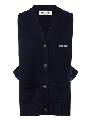 Miu Miu Logo Cashmere Vest - Blue