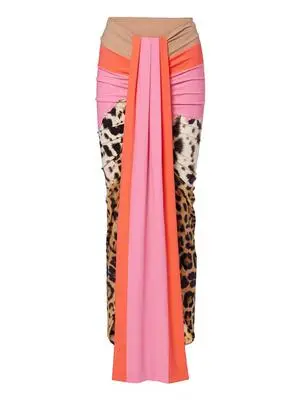 Roberto Cavalli Leopard-print Asymmetric Maxi Skirt - Multicoloured