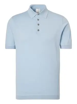 ALLUDE Cotton, Silk, And Cashmere Polo Shirt - Blue
