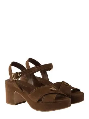 Prada Suede Platform Sandals - Cocoabrown