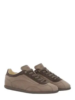 Brunello Cucinelli Suede-trimmed Leather Sneakers - Grey