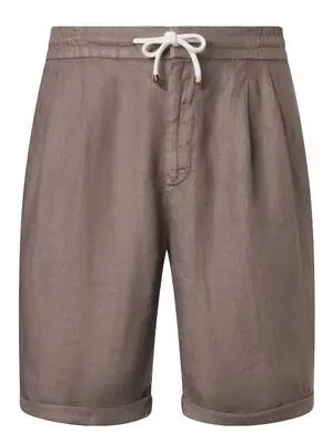 Brunello Cucinelli Linen Drawstring Shorts - Brown