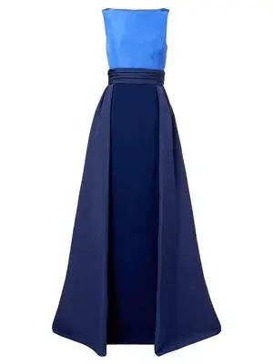 Carolina Herrera Colorblocked Silk Faille Gown - Blue