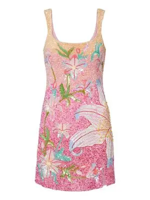 LA FUORI Là Fuori Fleur Oasis Sequined Minidress - Multicoloured