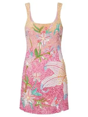 LA FUORI Floral Sequined Mini Dress - Multicoloured