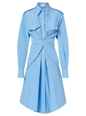 Alexander McQueen Cotton-blend Taffeta Shirt Dress - Blue