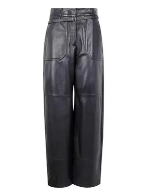 Max Mara Leather "garbo" Trousers - Black