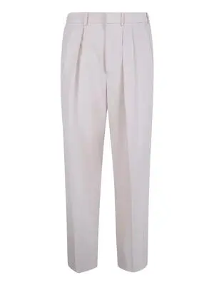 TOM FORD Wool Cashmere Silk Reps Double Pleat Pants - White