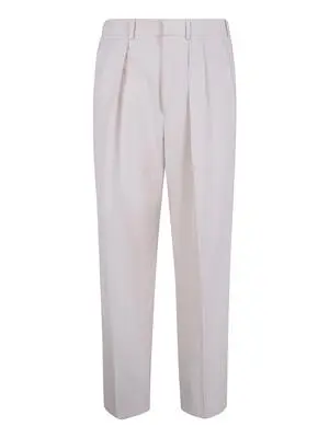 TOM FORD Wool Cashmere Silk Reps Double Pleat Pants - White