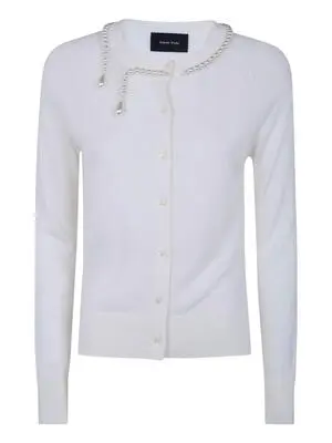 Simone Rocha Embroidered Merino Silk Cardigan - White