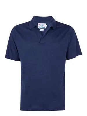 MC2 SAINT BARTH Linen Polo Shirt - Blue