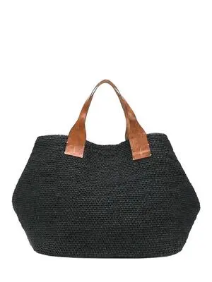 IBELIV Rio Raffia Satchel - Black
